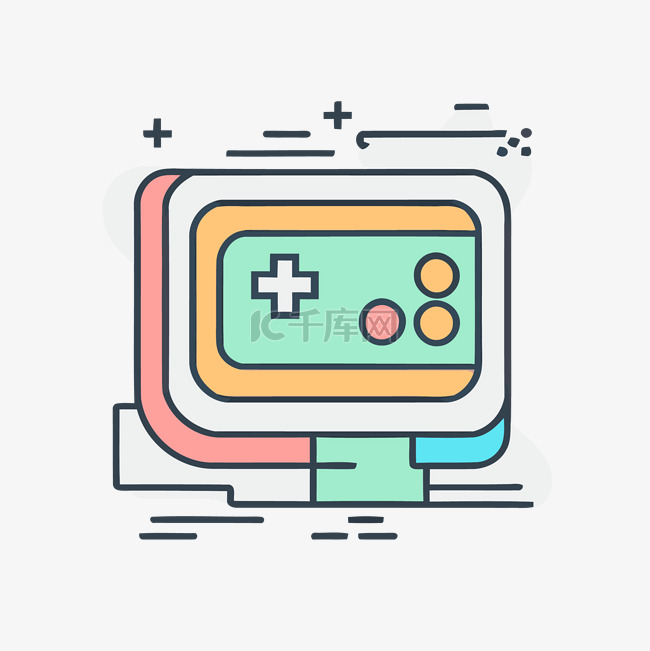 彩色线条中的视频游戏控制台图标 向量素材图片免费下载-千库网