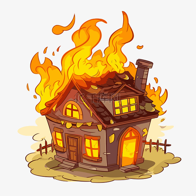 房子着火 向量素材图片免费下载-千库网