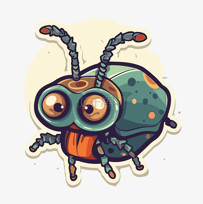 带有卡通 bug 剪贴画的贴纸 向量素材图片免费下载-千库网