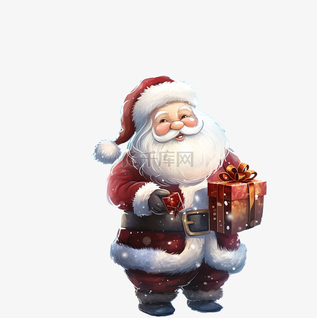 圣诞节散景插图与圣诞老人在冬夜来临素材图片免费下载-千库网