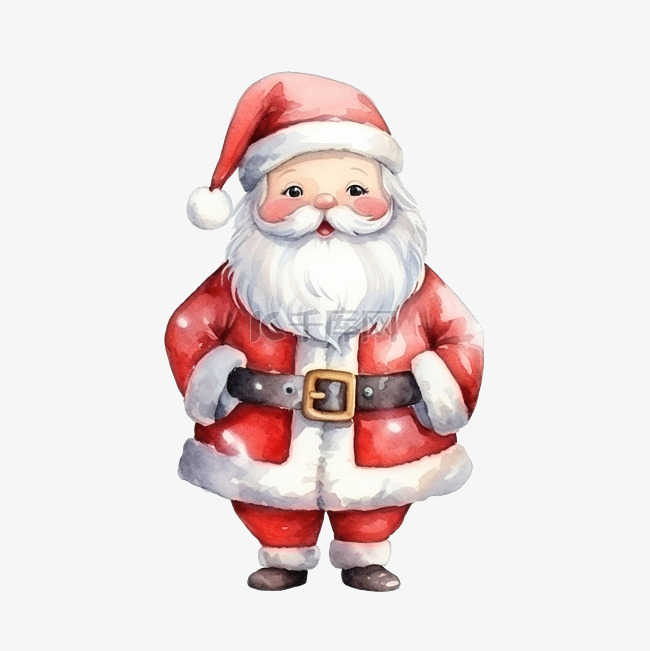 水彩圣诞老人卡通素材图片免费下载-千库网