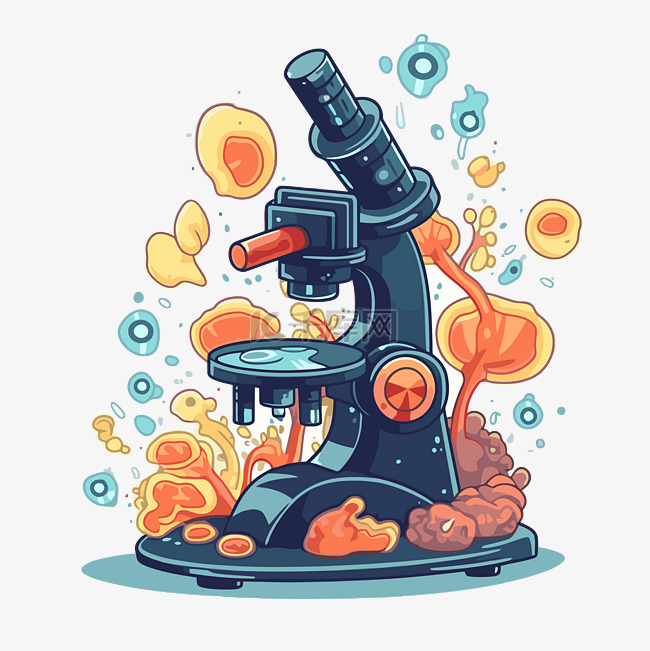 显微镜剪贴画卡通显微镜与彩色球和藻类 向量素材图片免费下载-千库网