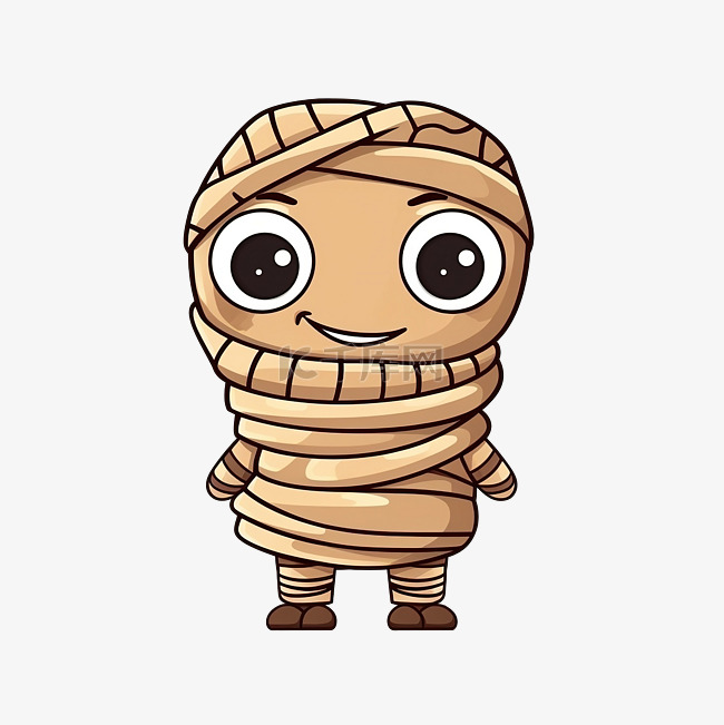 可爱的埃及木乃伊，带有涂鸦或平面设计万圣节木乃伊人物矢量设计素材图片免费下载-千库网