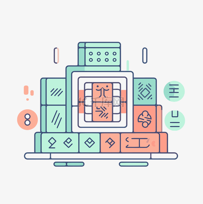 各种图形图标像玩具块一样堆叠 向量素材图片免费下载-千库网