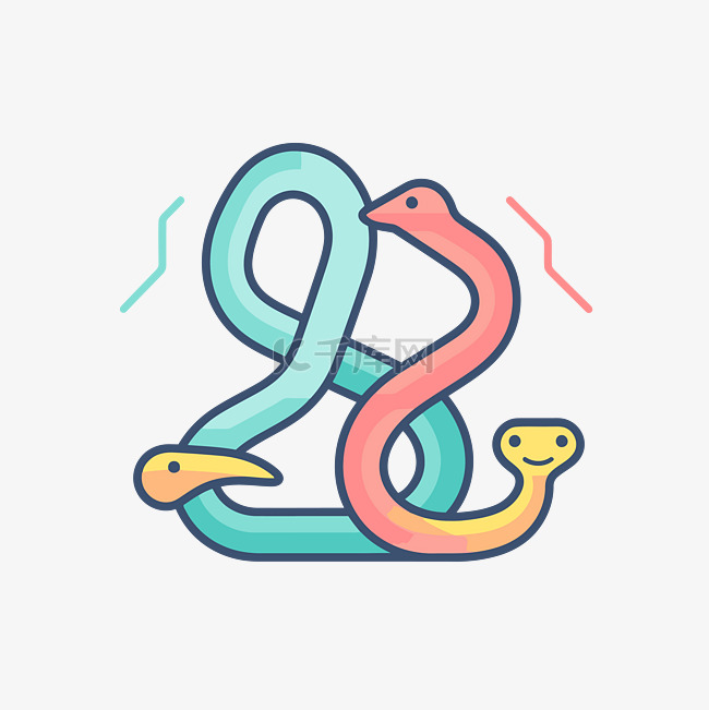 两条蛇坐在一起，互相缠绕 向量素材图片免费下载-千库网