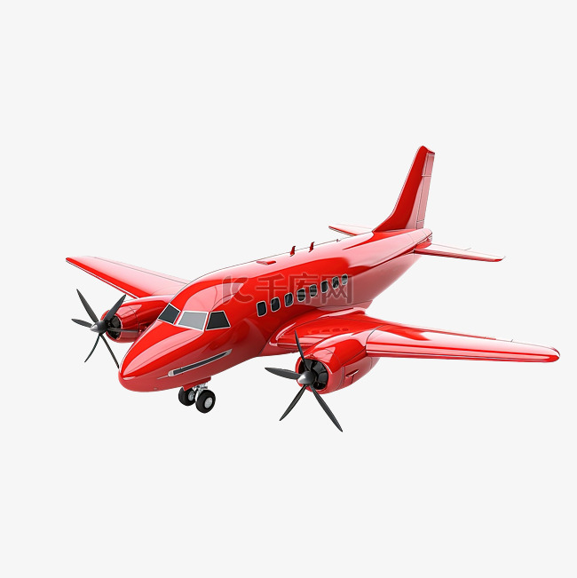 红色飞机 3d 插画模型素材图片免费下载-千库网