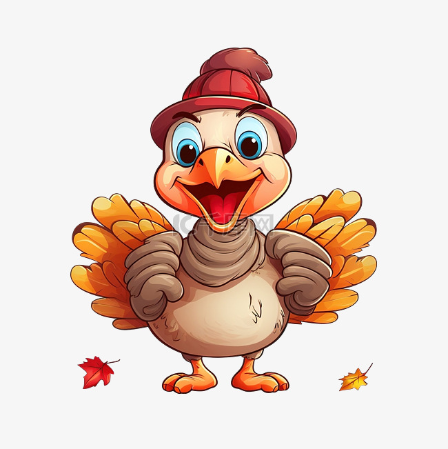 可爱手绘感恩节火鸡卡通人物素材图片免费下载-千库网