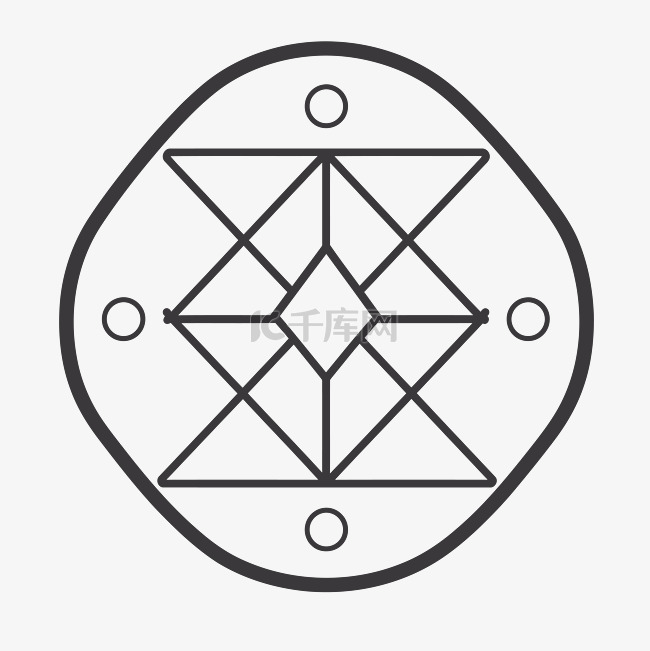 三位一体符号，有七个圆圈一个 b 圆圈和一些三角形 向量素材图片免费下载-千库网