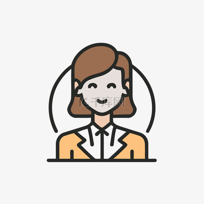 带头发的女员工轮廓图标 向量素材图片免费下载-千库网