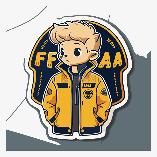 FFAa 贴纸设计有一个青春期男孩的图像 向量素材图片免费下载-千库网