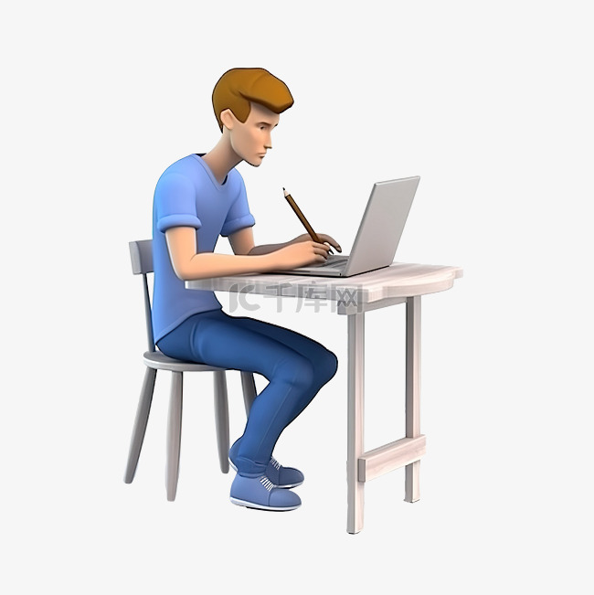 man sat work Activity 3d 插图素材图片免费下载-千库网