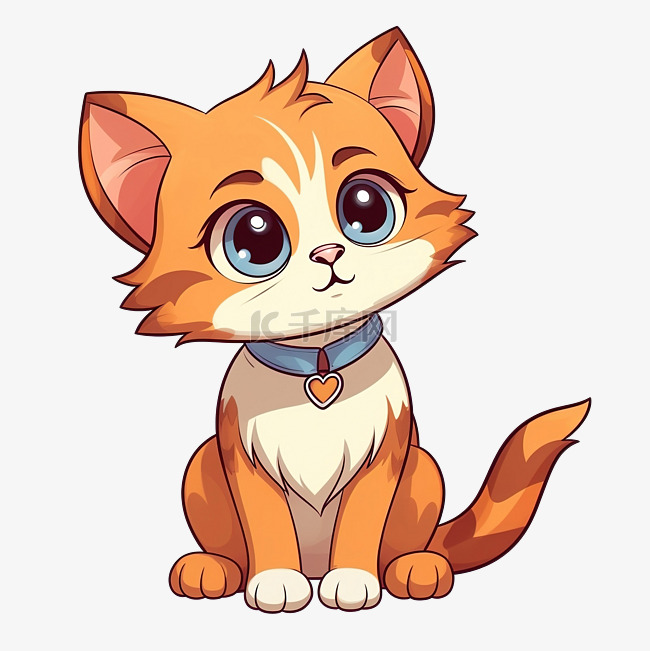 卡通风格好奇猫的插图素材图片免费下载-千库网