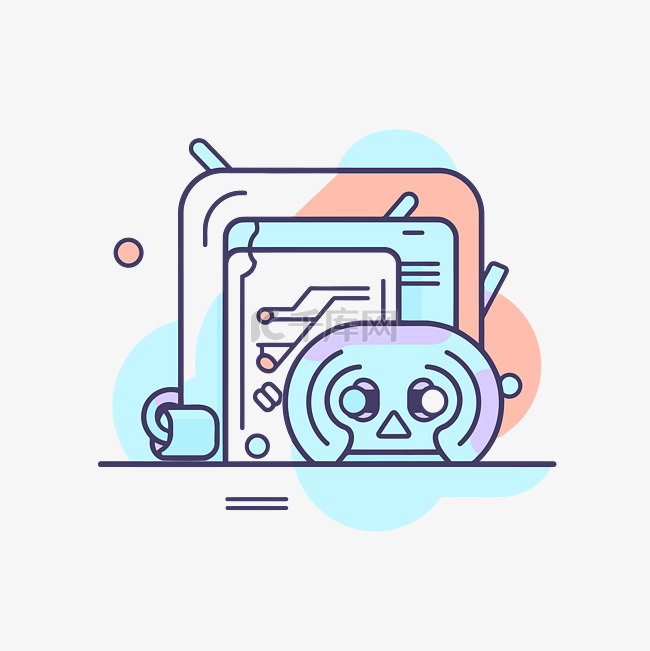 带有计算机图标的卡通照片 向量素材图片免费下载-千库网