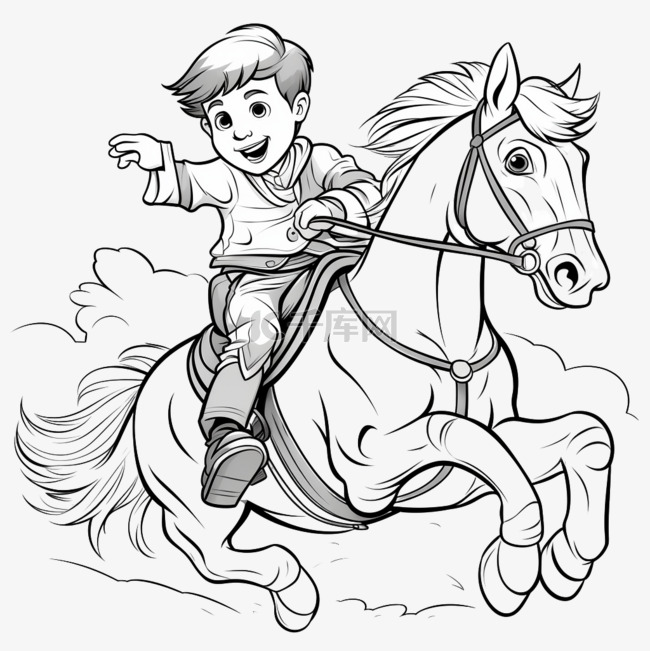 AICG骑马少年元素立体免抠图案素材图片免费下载-千库网