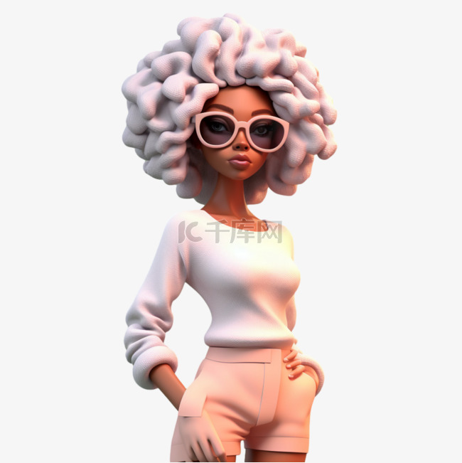 AICG超酷女孩元素立体免抠图案素材图片免费下载-千库网