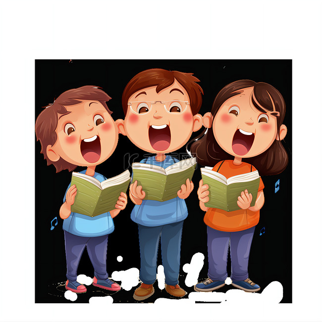 卡通手绘儿童唱歌素材图片免费下载-千库网