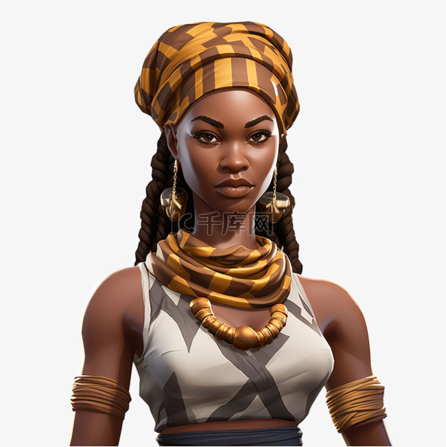 AICG非洲美女元素立体免抠图案素材图片免费下载-千库网