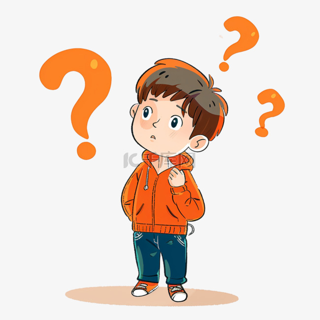 问题男孩手绘元素卡通素材图片免费下载-千库网