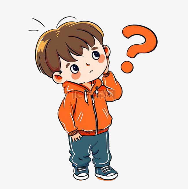 男孩卡通问题手绘元素素材图片免费下载-千库网