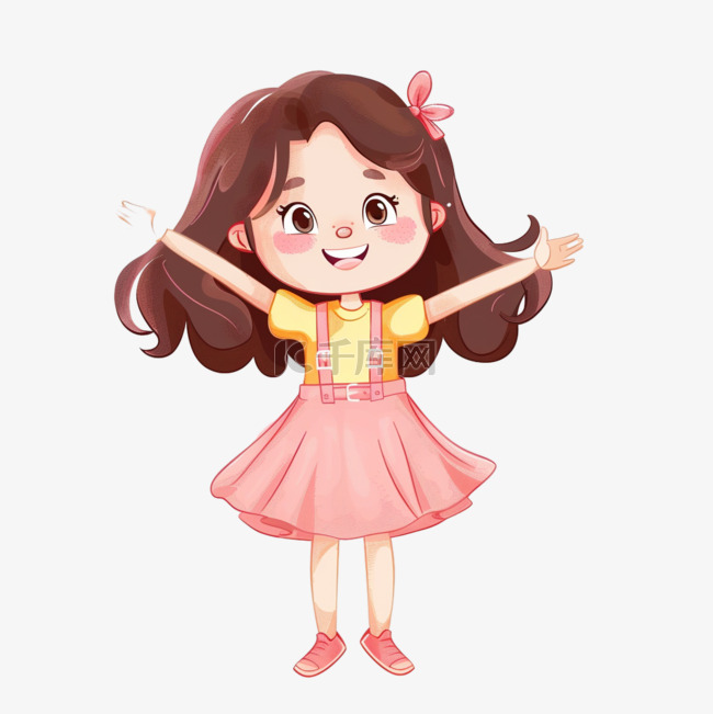 手绘可爱女孩卡通免抠元素素材图片免费下载-千库网