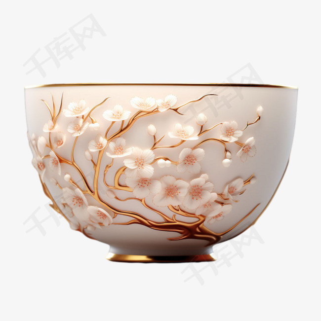 浮雕瓷碗元素立体免抠图案素材图片免费下载-千库网