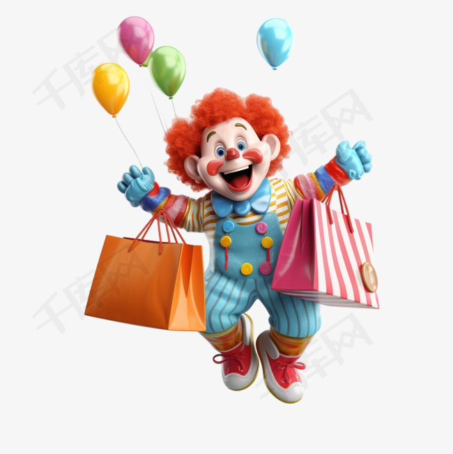 购物小丑元素立体免抠图案素材图片免费下载-千库网