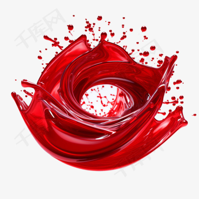 红色颜料元素立体免抠图案素材图片免费下载-千库网