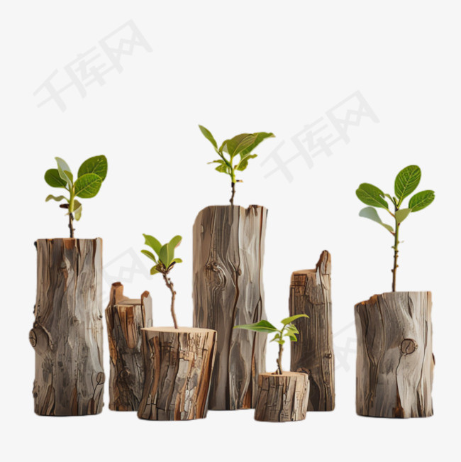 发芽木桩元素立体免抠图案素材图片免费下载-千库网