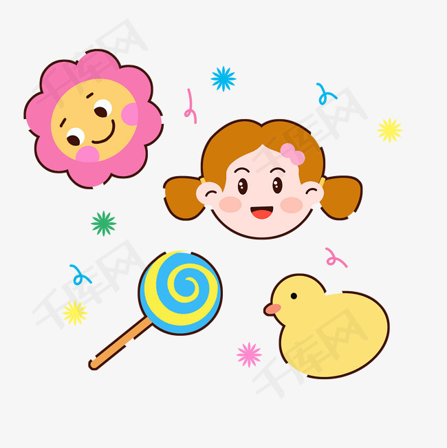 断线描边风格小装饰设计素材图片免费下载 千库网