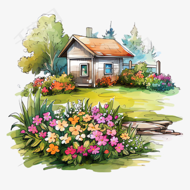 卡通花园庭院元素立体免抠图案素材图片免费下载-千库网