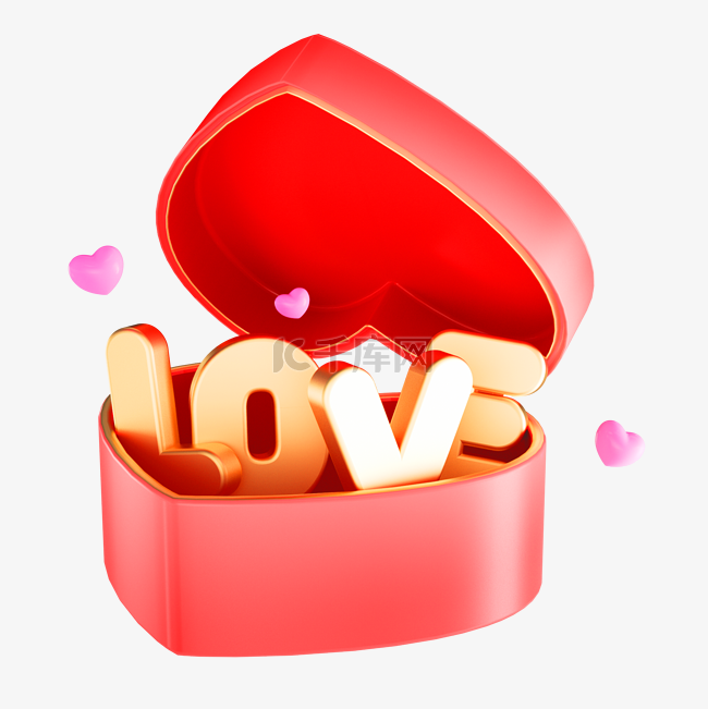 3D立体C4D情人节520表白love礼盒素材图片免费下载-千库网