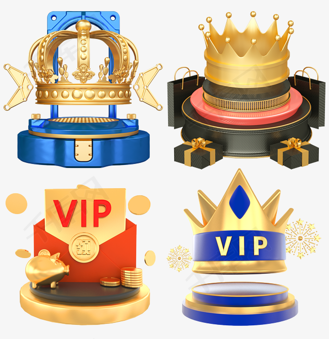 金色VIP会员金融C4D立体皇冠弹窗素材图片免费下载-千库网