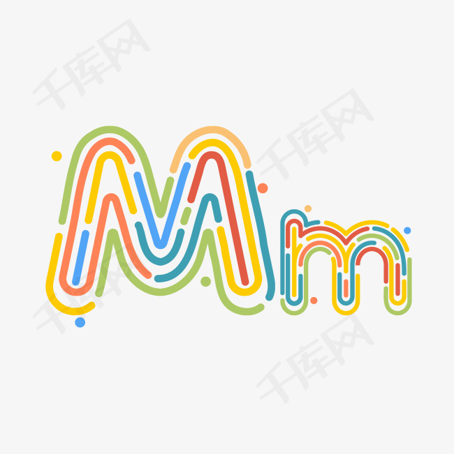 卡通线条字母Mm素材图片免费下载-千库网