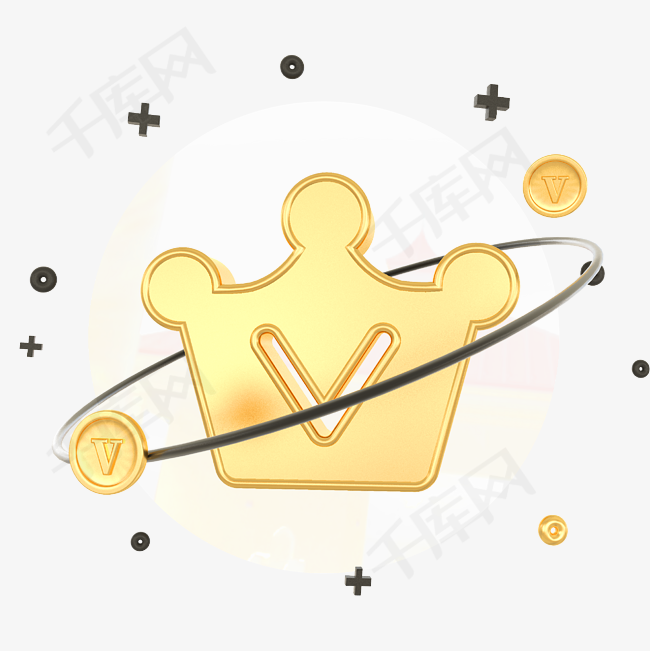 C4D金色vip毛玻璃会员素材图片免费下载-千库网