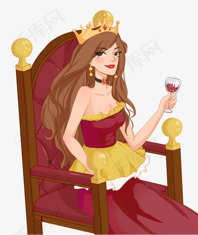 手绘卡通女王元素人物美女权利美式素材图片免费下载-千库网