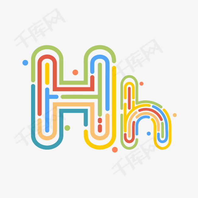 卡通线条字母Hh素材图片免费下载-千库网