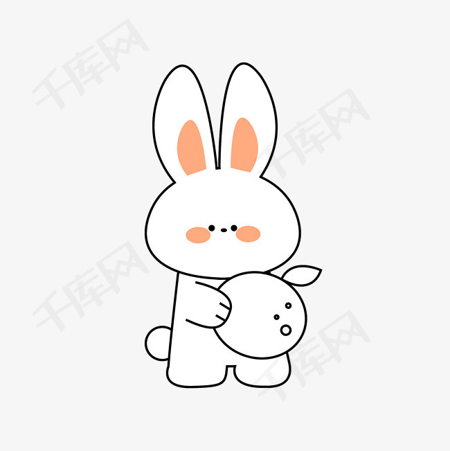 中秋节线条兔子免抠素材图片免费下载-千库网