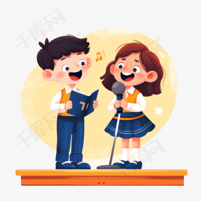 儿童唱歌卡通元素手绘素材图片免费下载-千库网