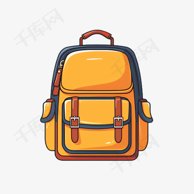 黄色书包元素立体免抠图案ai素材图片免费下载-千库网