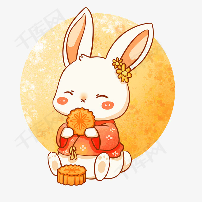 古风中秋节小兔子插画素材图片免费下载-千库网