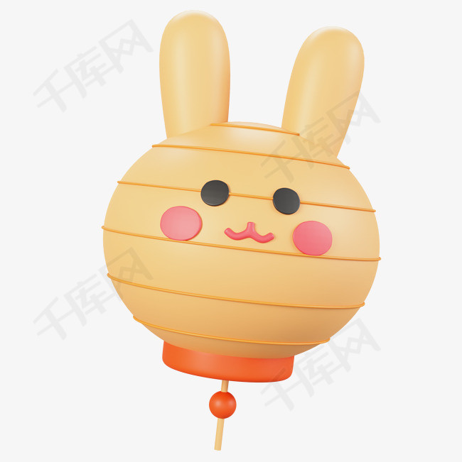 3D立体中秋节Q萌兔子灯笼元素素材图片免费下载-千库网