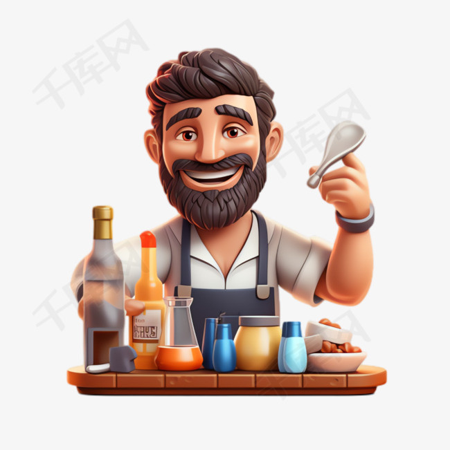 调酒男人矢量元素立体免抠图案素材图片免费下载-千库网