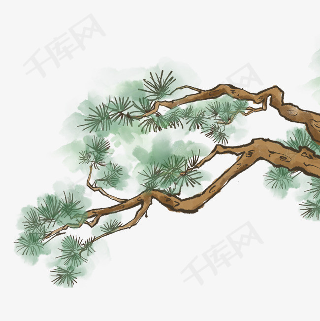 古风国画松树手绘插画素材图片免费下载-千库网