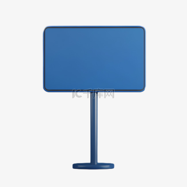 蓝色广告牌卡通元素立体免抠图案素材图片免费下载-千库网