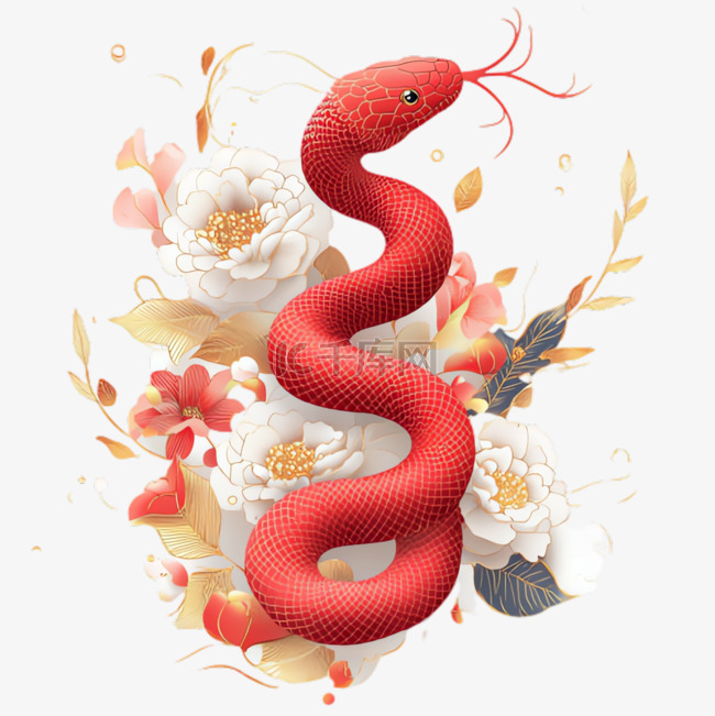 漂亮生肖蛇装饰元素立体免抠图案素材图片免费下载-千库网
