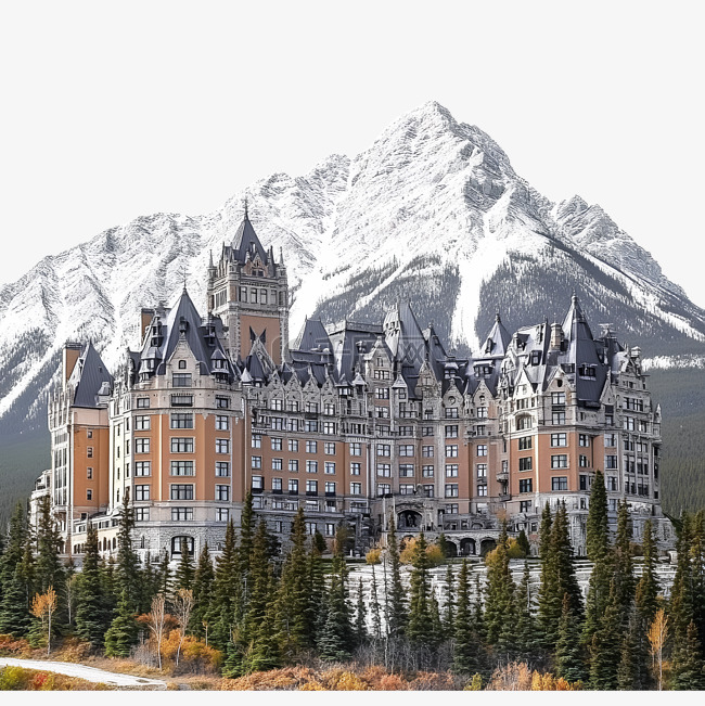 加拿大山著名建筑地标旅游素材图片免费下载-千库网