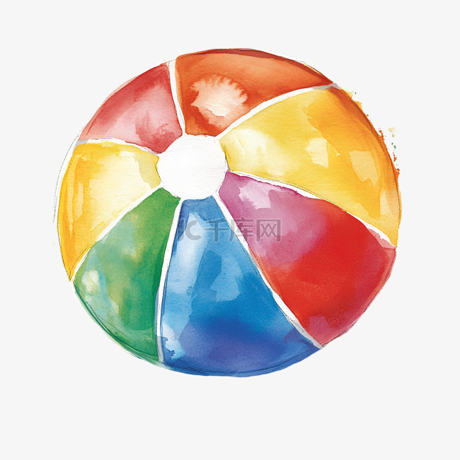 沙滩球水彩插图素材图片免费下载-千库网