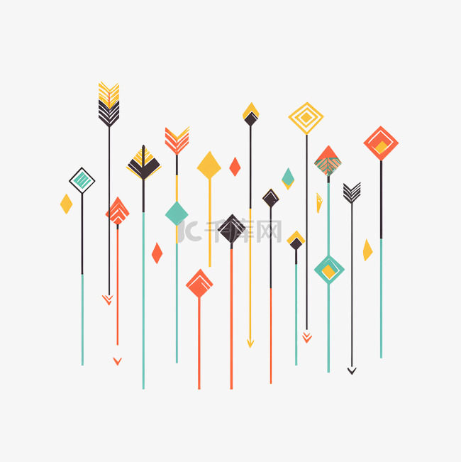 彩色箭头在后页简单插图素材图片免费下载-千库网