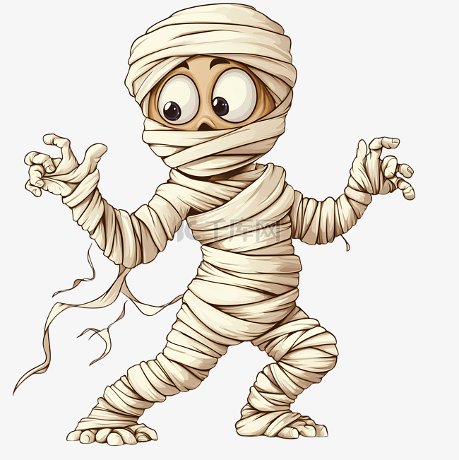 卡通万圣节儿童剪贴画木乃伊素材图片免费下载-千库网