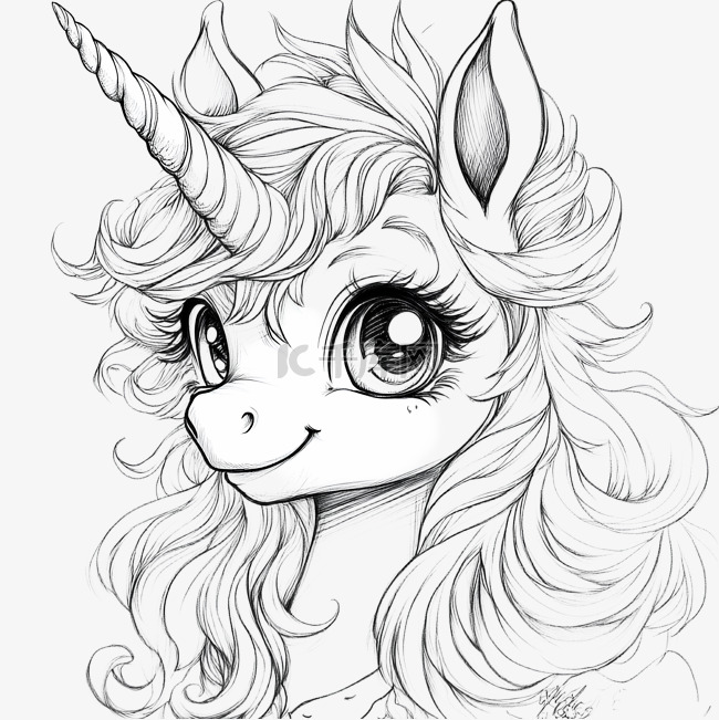 可爱的小马着色页素材图片免费下载-千库网